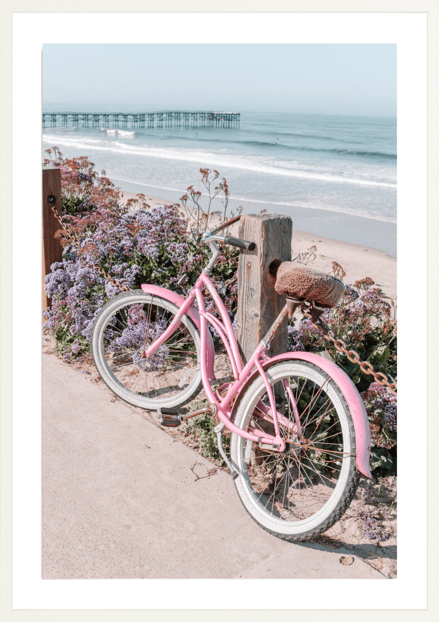 Pink Beach Cruiser, California | Fine Art Photography by Jules Frazier